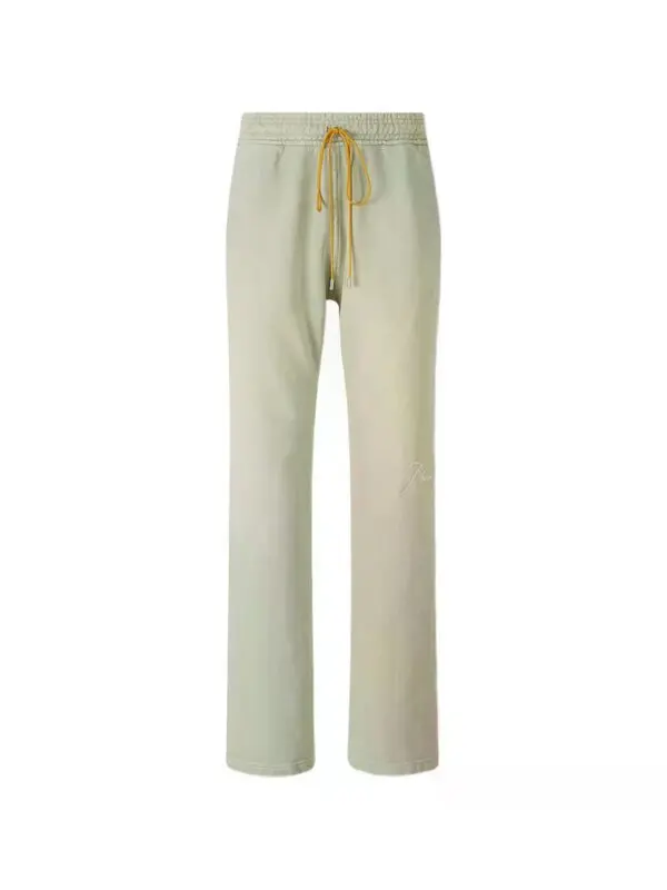 Rhude Logo-embroidered Worn-effect Cotton Track Pants - Green