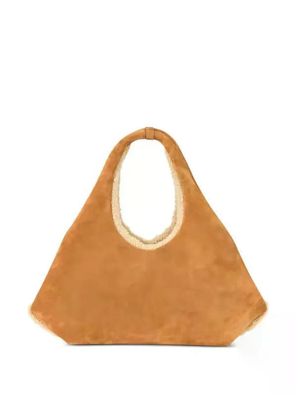 Coperni Shearling-trim Folded Shoulder Bag - Brown