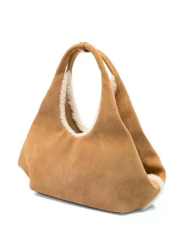 Coperni Shearling-trim Folded Shoulder Bag - Brown