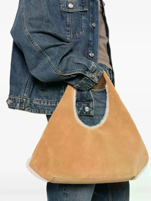 Coperni Shearling-trim Folded Shoulder Bag - Brown