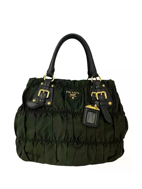 Prada 2000-2013 Tessuto Gaufre Tote Bag - Green