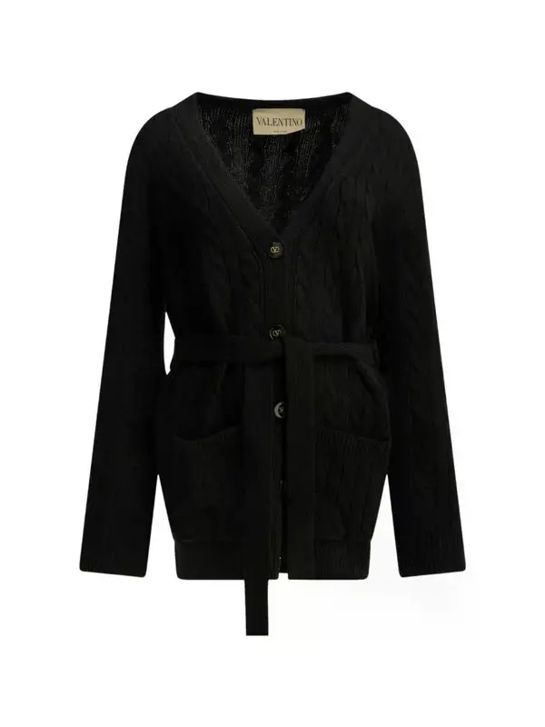 Valentino Garavani Cable-knit Belted Cardigan