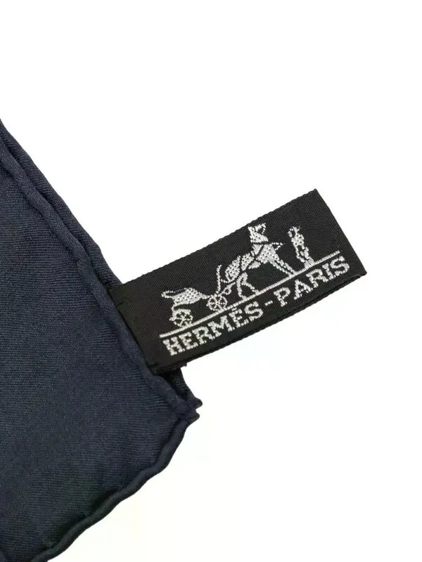 Hermès 2000-2007 Faconnee Grand H Laine Silk Stole Scarves - Blue