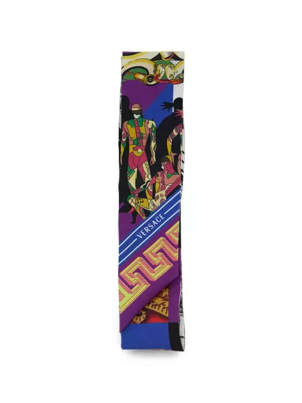 Versace Greca-print Silk Scarf - Purple