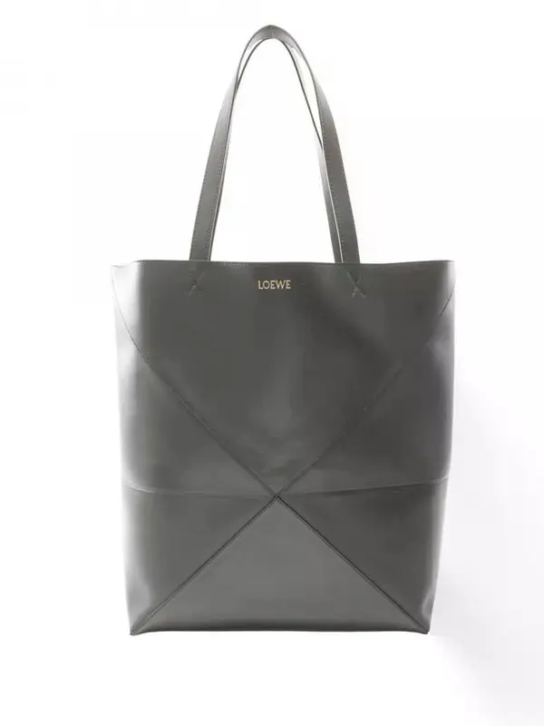 Loewe 2010-2026 Large Calfskin Puzzle Fold Tote Bag - Grey