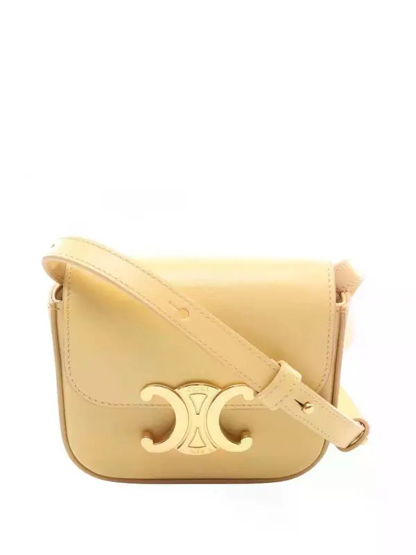 Celine 2010-2026 Mini Shiny Calfskin Triomphe Crossbody Bag - Yellow