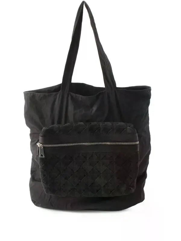Bottega Veneta 2012-2026 Intrecciato Trimmed Nylon Eco Tote Bag - Black