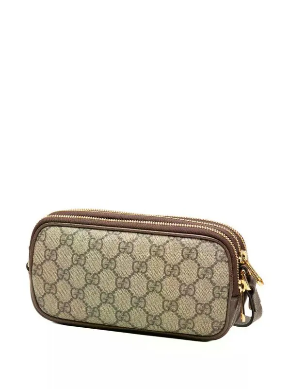 Gucci 2016-2026 Mini Gg Supreme Web Ophidia Triple Zip Crossbody Bag - Neutrals