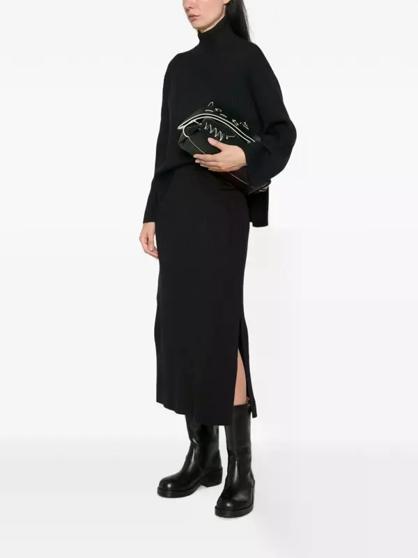 A.p.c. Ribbed-knit Side-slit Midi Skirt