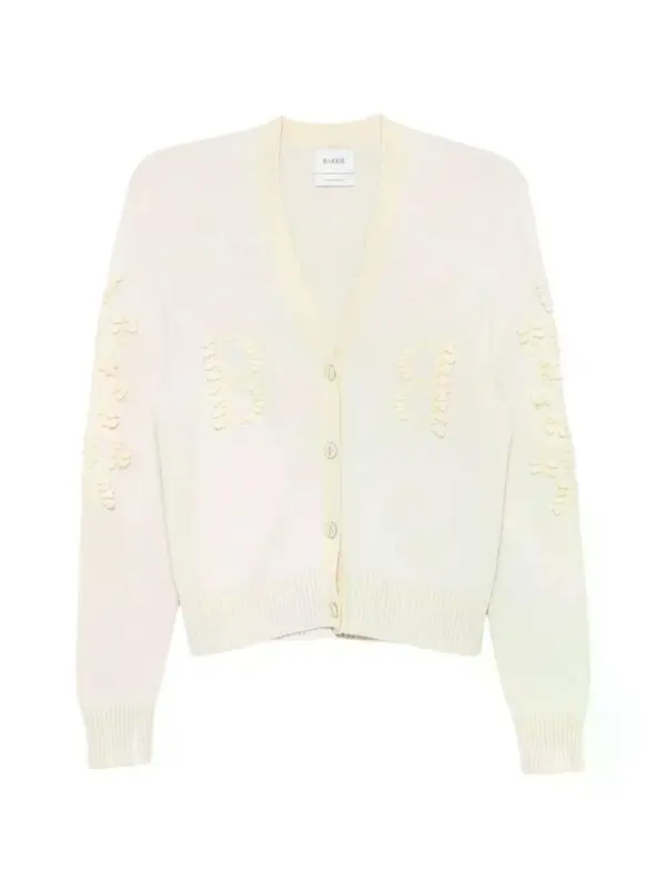 BARRIE Logo-embroidered V-neck Cardigan - Neutrals