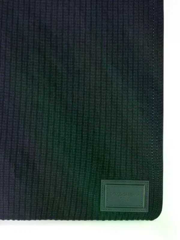 Dolce & Gabbana Logo-patch Ribbed-knit Cashmere Scarf