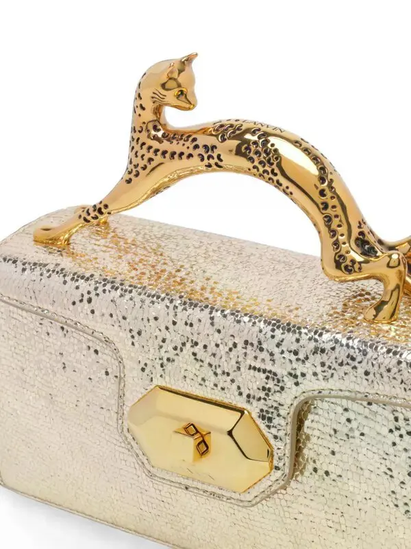 LANVIN Pencil Cat Nano Bag In Crackled Metallic Leather