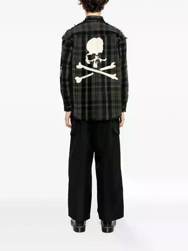 MASTERMIND WORLD Check Frayed Shirt - Black