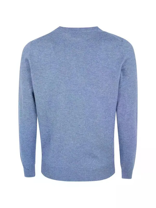 BARBA NAPOLI Crew Neck Fine Knit Wool Sweater - Blue