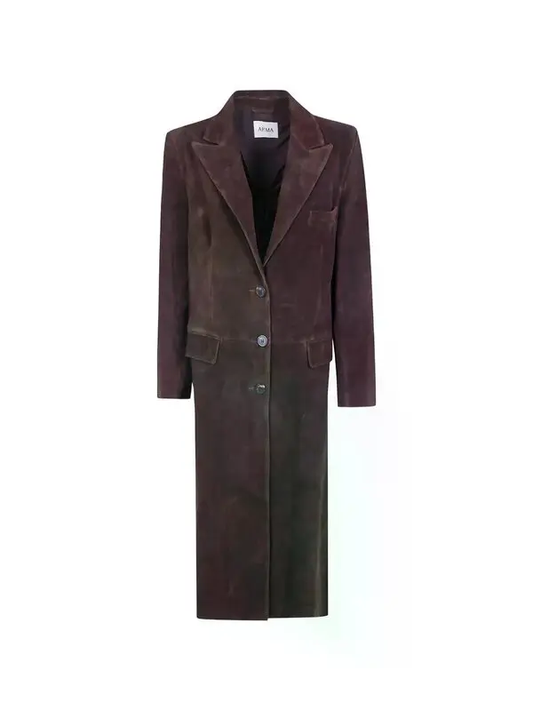 ARMA Single-breasted Suede Coat - Brown