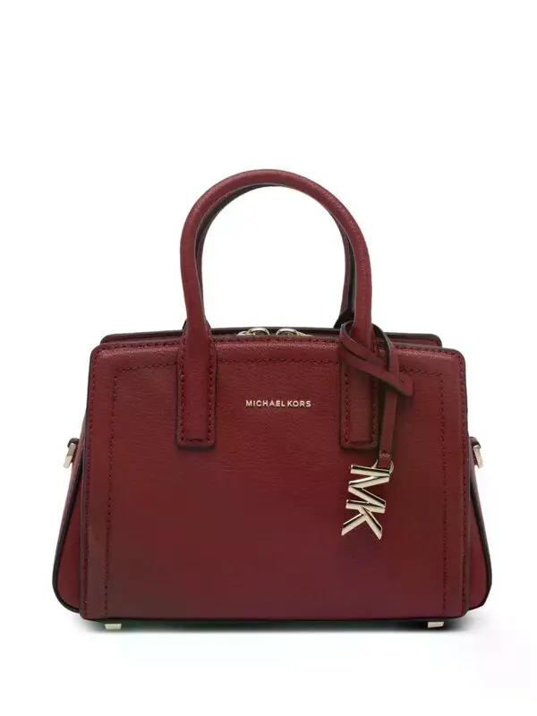 Michael Kors Grained Leather Shoulder Bag With Logo Plaque - Red