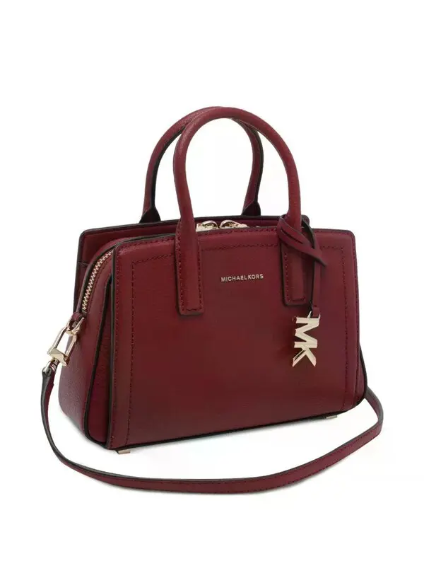 Michael Kors Grained Leather Shoulder Bag With Logo Plaque