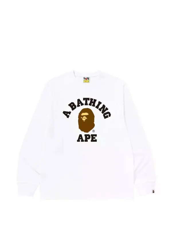 A BATHING APE College Logo-print Long-sleeve T-shirt - White