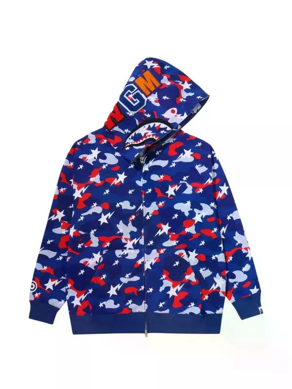 A BATHING APE Sta Strike Camo Shark Camouflage Zip-up Hoodie - Blue