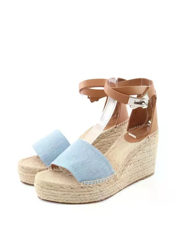 Hermès 2020s Tipori Kelly Buckle Wedge Sandals - Brown