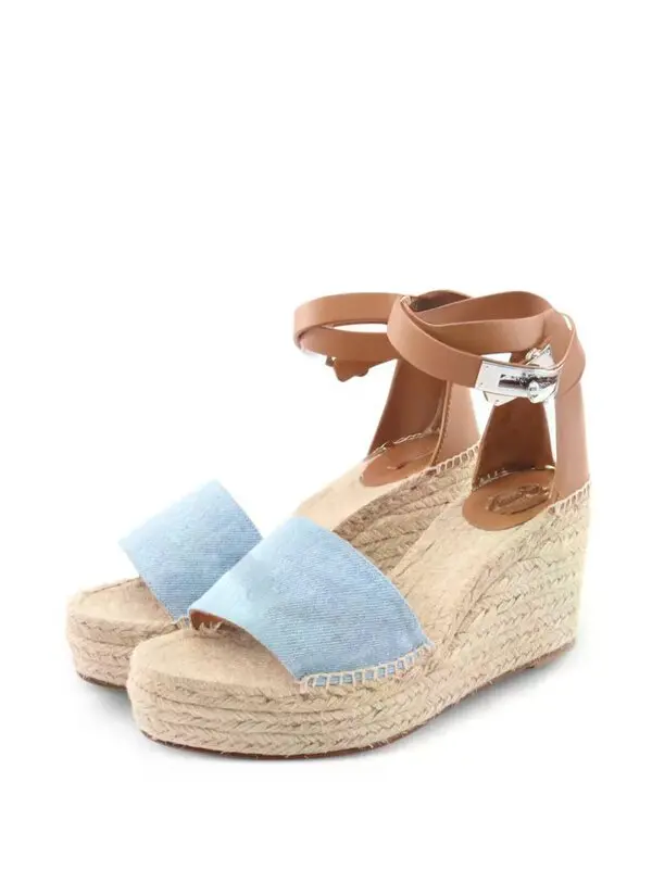 Hermès Kelly Buckle Wedge Espadrille Sandals - Brown