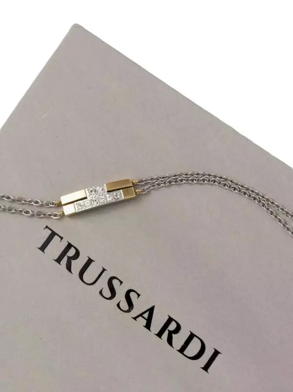 TRUSSARDI Crystal Embellished Double-chain Bracelet - Silver