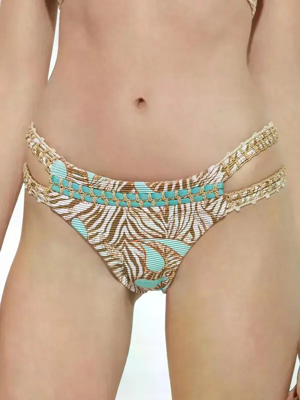 DEL MAAR Thaya Leaf-print Bikini Bottoms - Brown