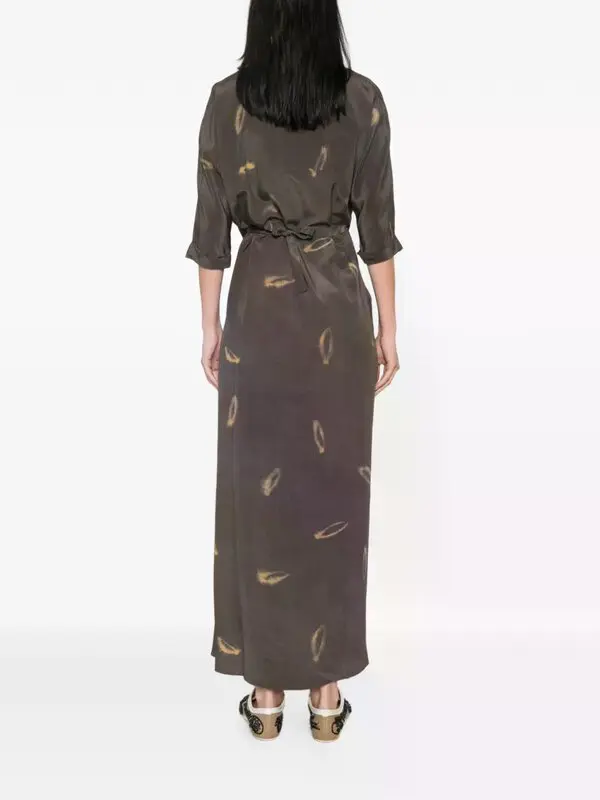 CORTANA Soma-print Draped Midi Dress