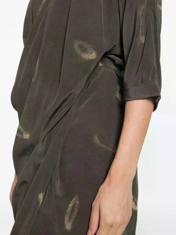 CORTANA Soma-print Draped Midi Dress