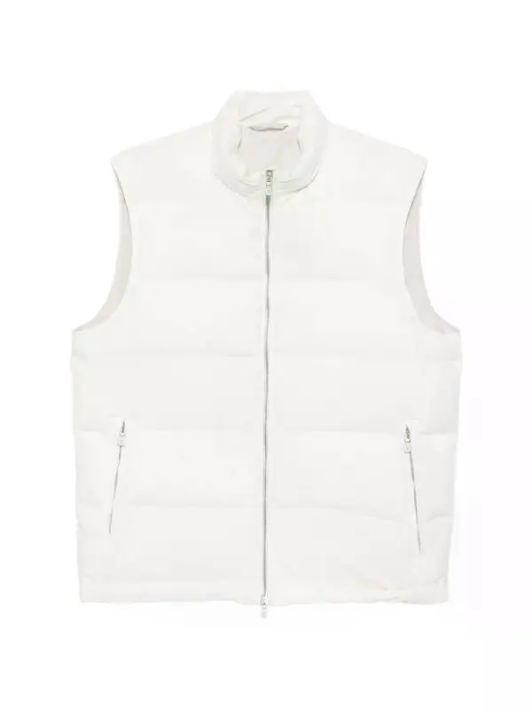 Eleventy Quilted Padded Gilet - White