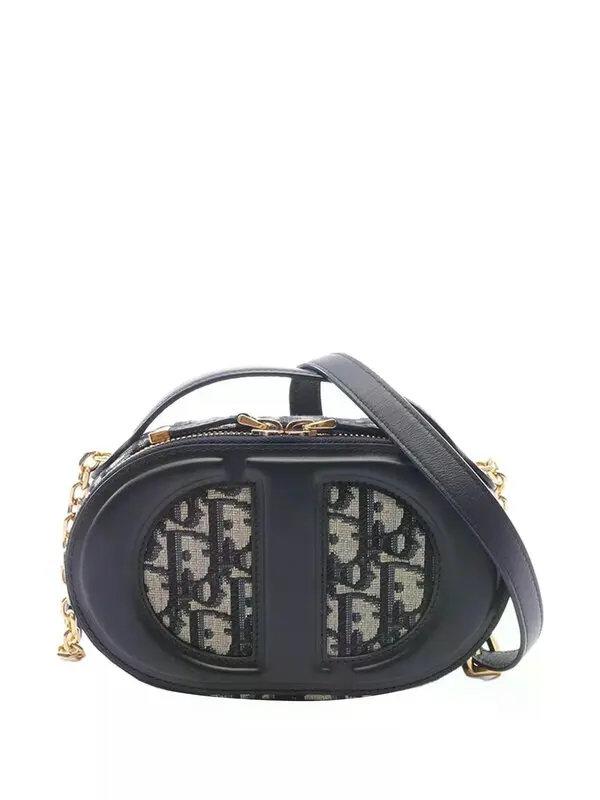 Dior 2015-2026 Oblique Canvas Cd Signature Flap Crossbody Bag - Blue