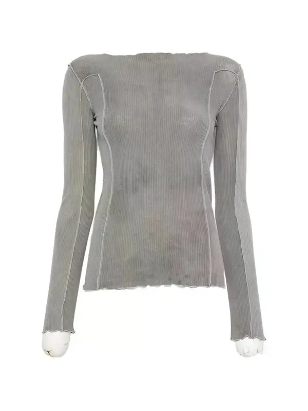 BASERANGE Omato Ribbed-knit Boat-neck Top - Grey
