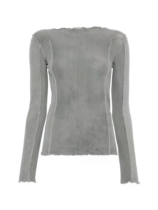 BASERANGE Omato Ribbed-knit Boat-neck Top - Grey