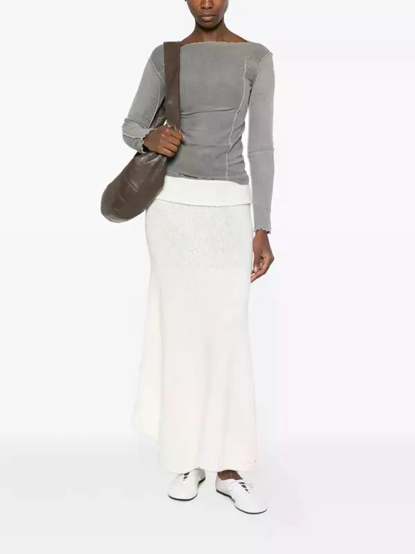 BASERANGE Omato Ribbed-knit Boat-neck Top - Grey