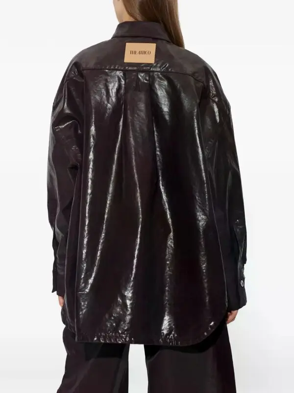 Attico Plum Shimmer-finish Cut-out Jacket