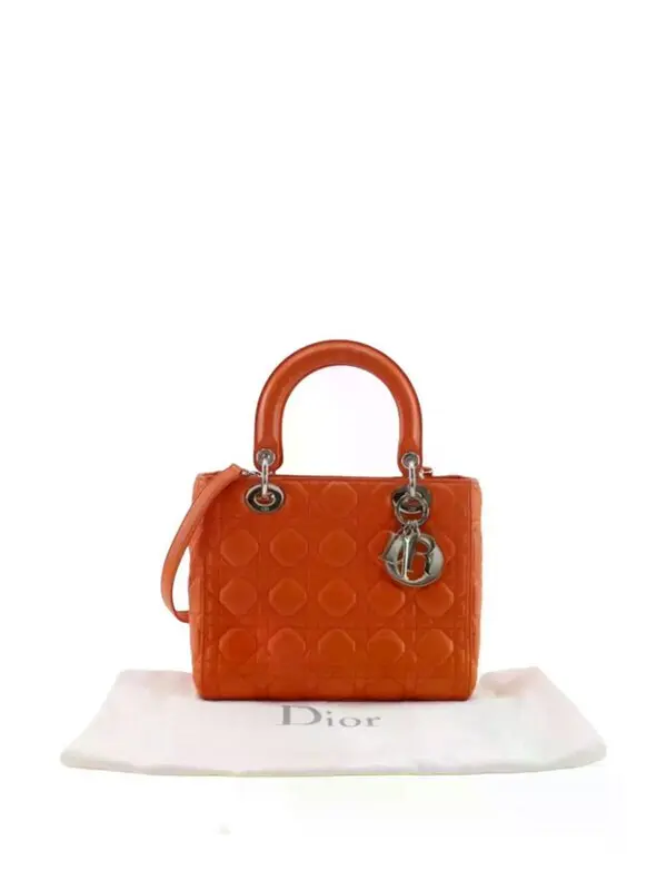 Dior 2000-2026 Medium Lambskin Cannage Lady Satchel