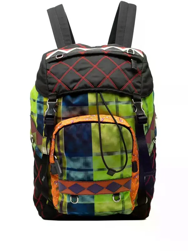 Prada 2010-2026 Tessuto Patch Backpack - Green