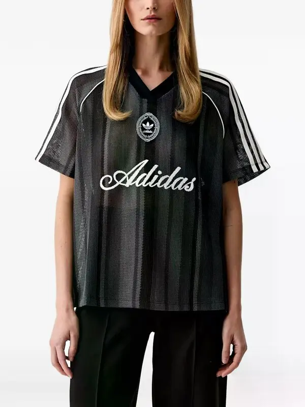 Adidas Logo-embroidered Mesh T-shirt - Black