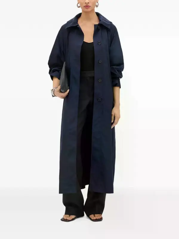 Another Tomorrow Belted Hooded Trench Coat