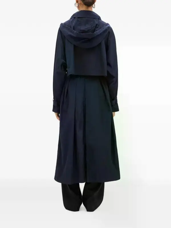 Another Tomorrow Belted Hooded Trench Coat