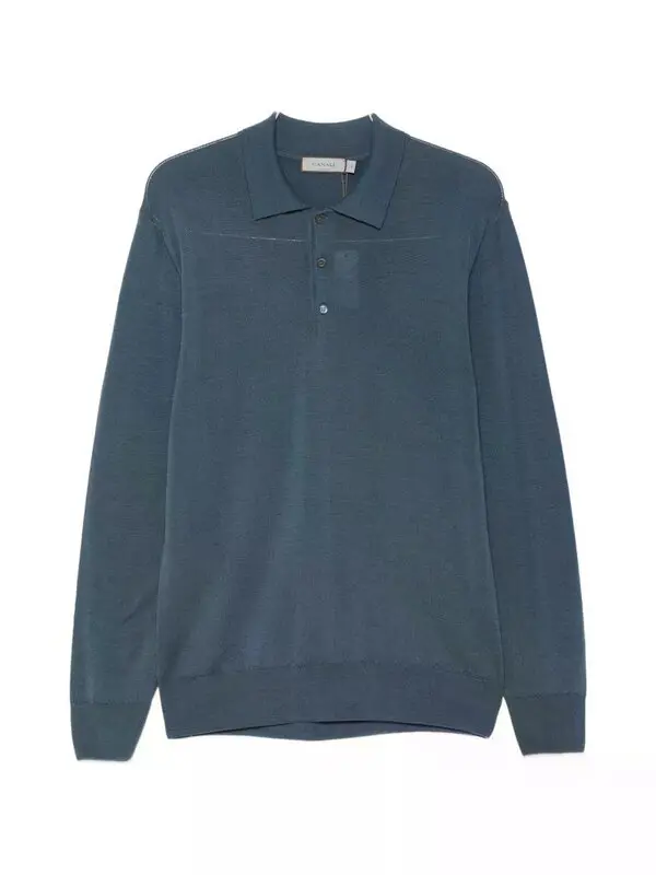 Canali Long-sleeve Polo Sweater - Blue