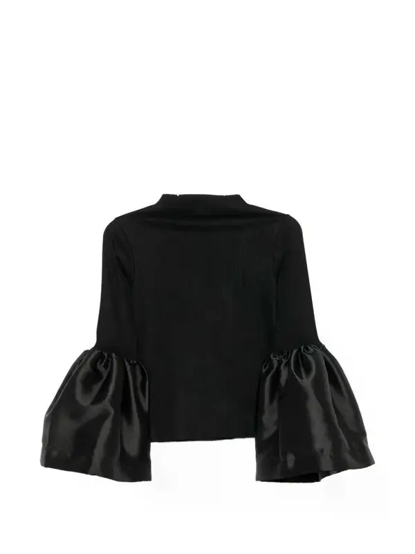 MARQUES' ALMEIDA Puffed-sleeve Ribbed-knit Top - Black