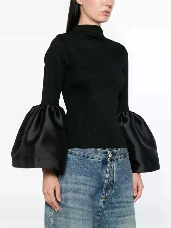 MARQUES' ALMEIDA Puffed-sleeve Ribbed-knit Top