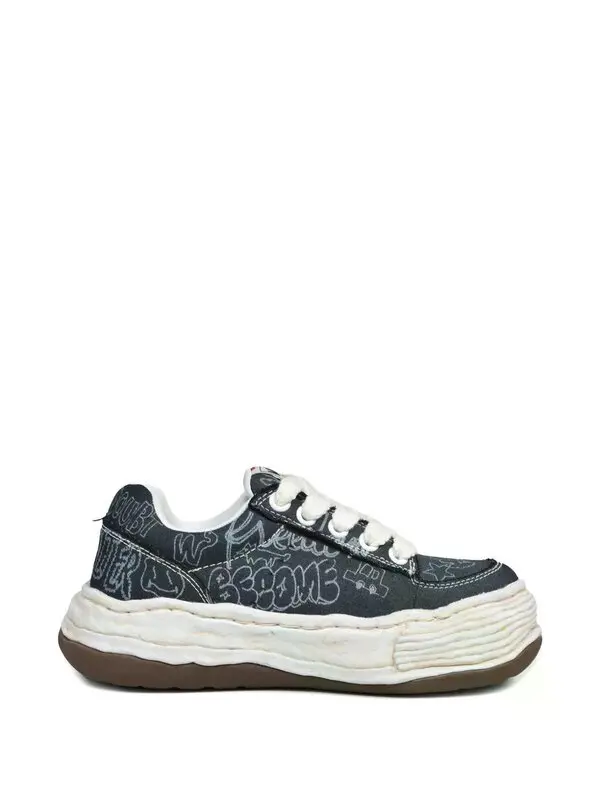 Mihara Yasuhiro Oliver Og Sole Graffiti Printed Canvas Low-top Sneakers - Black