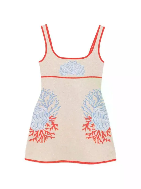 Retrofete Valcra Crystal-embellished Intarsia-knit Mini Dress - Neutrals