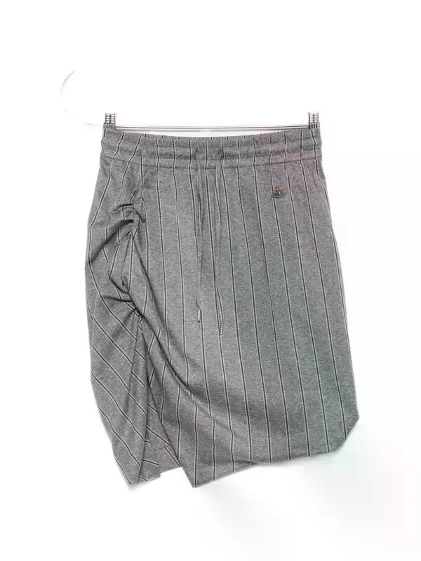 VIVIENNE WESTWOOD Side Panther Pinstripe-print Ruched Mini Skirt - Grey