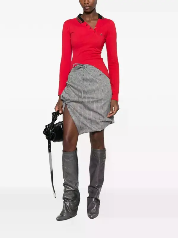 VIVIENNE WESTWOOD Side Panther Pinstripe-print Ruched Mini Skirt
