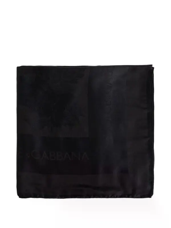 Dolce & Gabbana Logo-jacquard Satin Scarf - Black