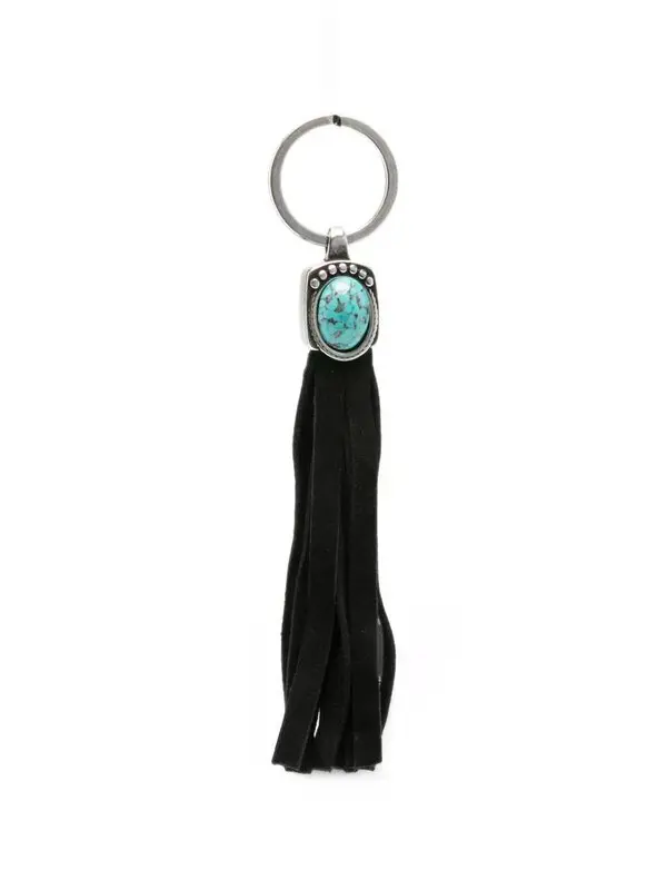 ERALDO Turquoise-embellished Fringed Keyring - Black
