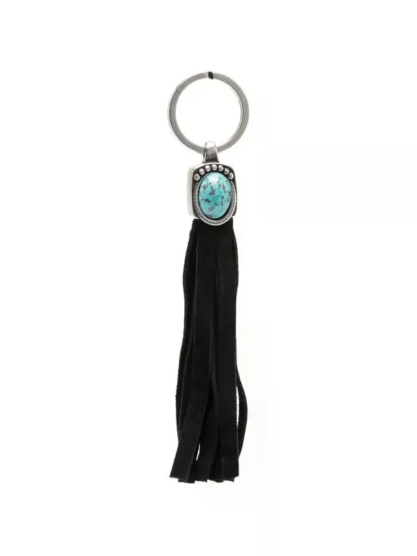 ERALDO Turquoise-embellished Fringed Keyring - Black